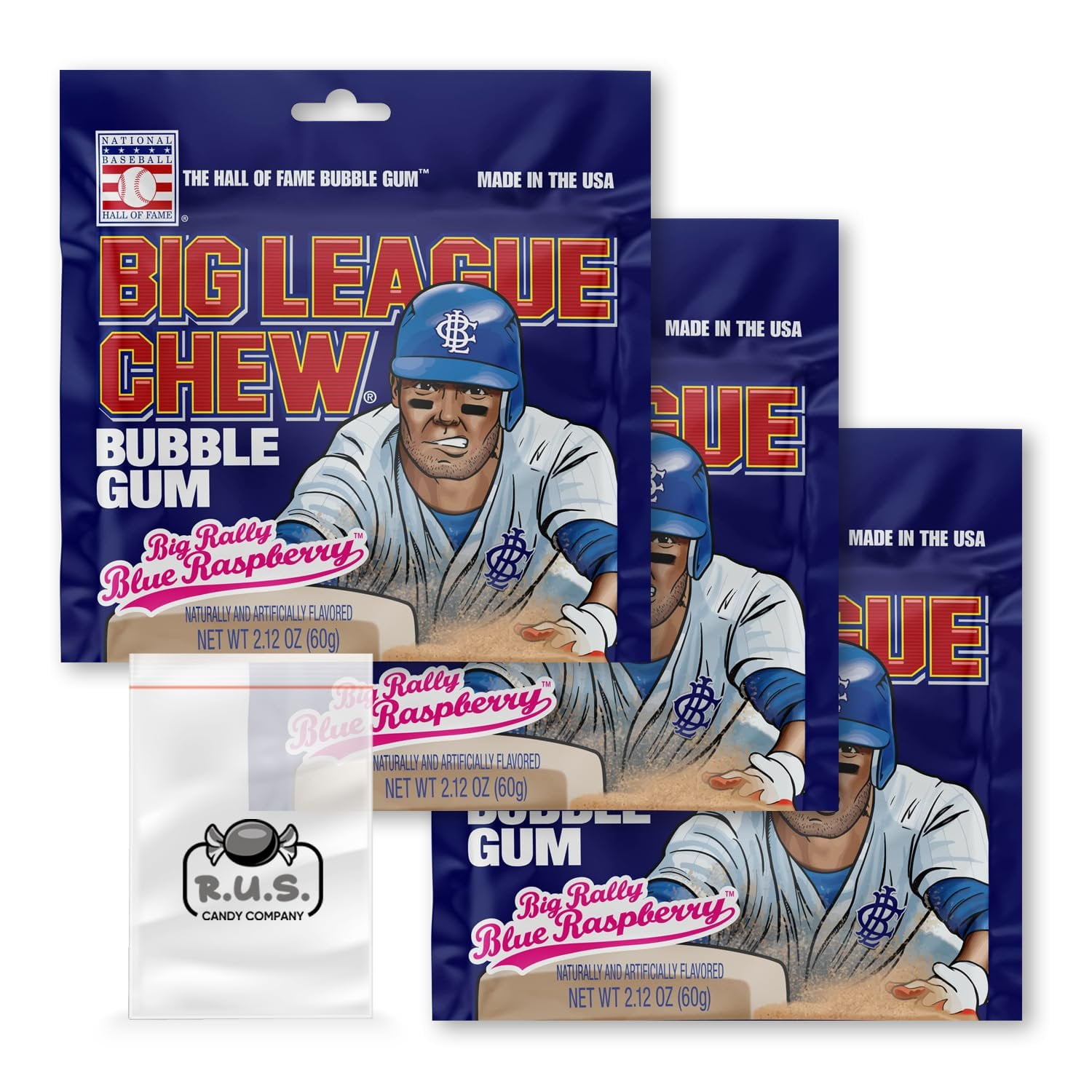Big League Chew- Big Rally Blue Raspberry Flavored Shredded Bubble Gum ...