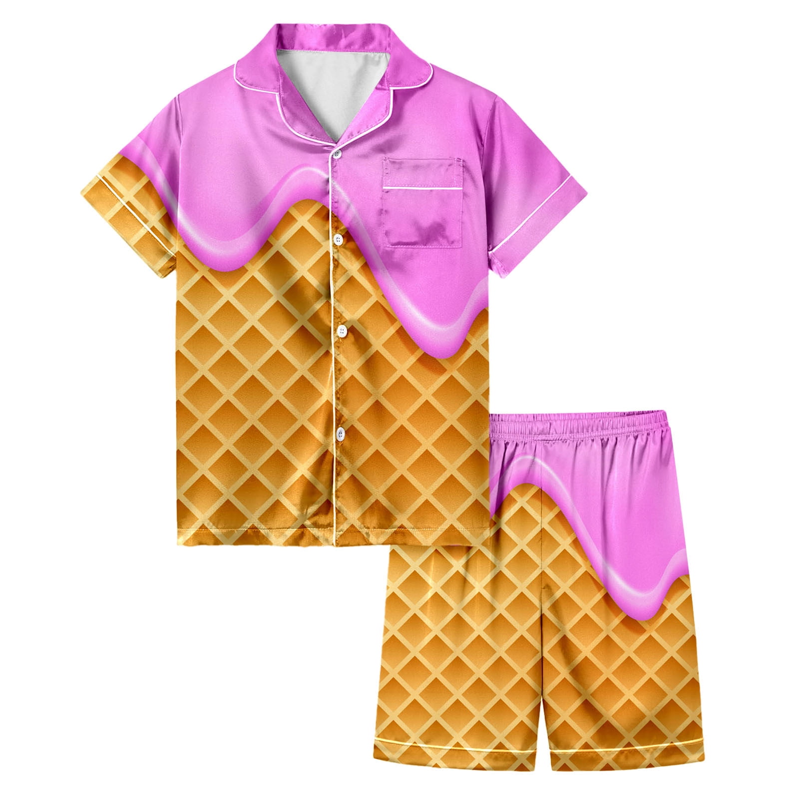 Big Little Girls Summer Clothes Set Comfortable Elastic Waist Button ...