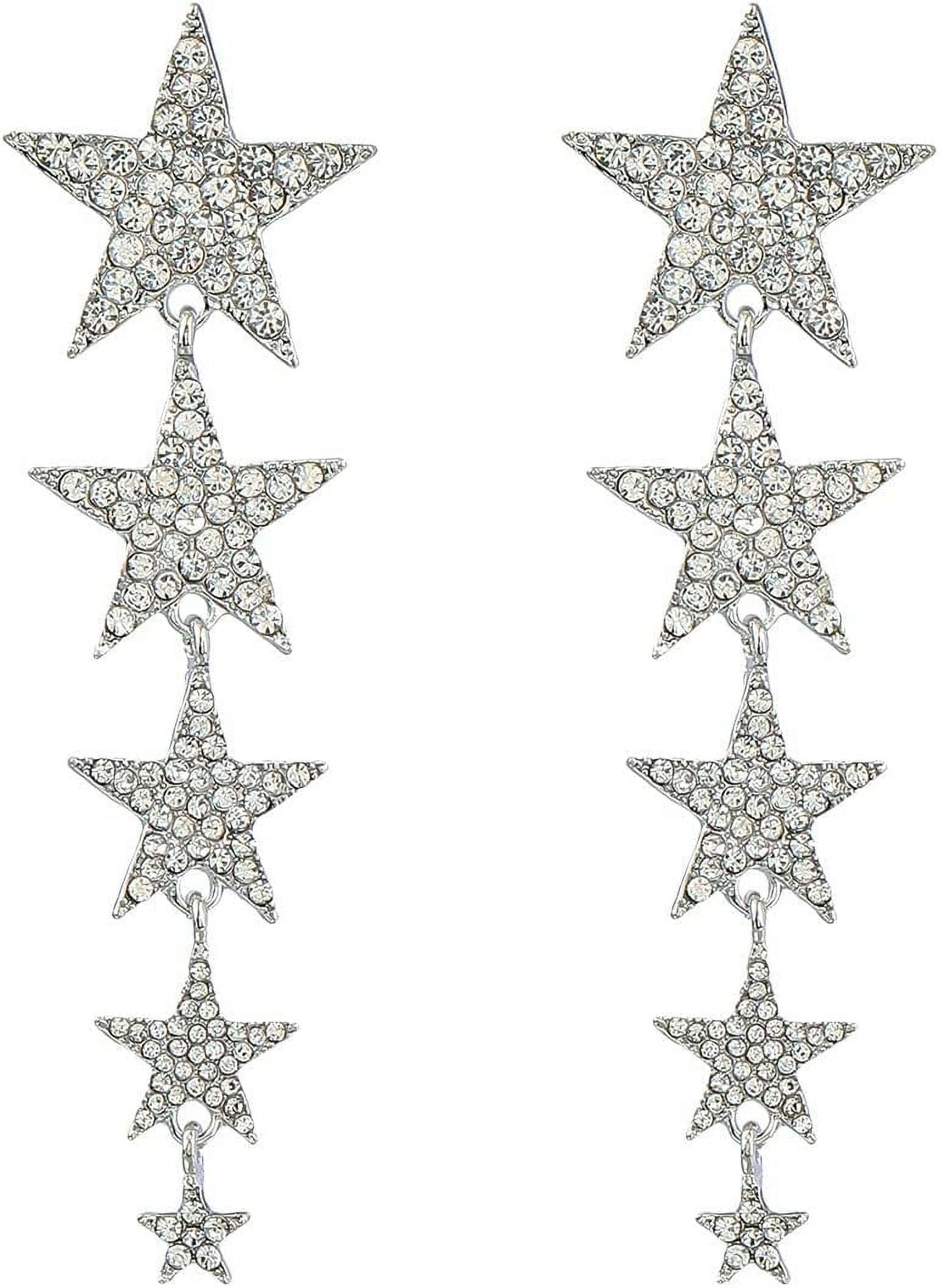 Big Long Crystal Star Tassel Drop Dangle Earrings Rhinestone Geometric ...