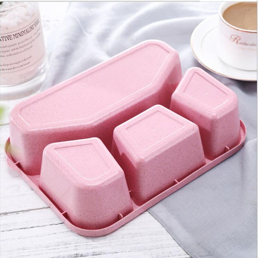 Big Lunch Box Reusable 4-Compartment Plastic Divided Storage Container ...