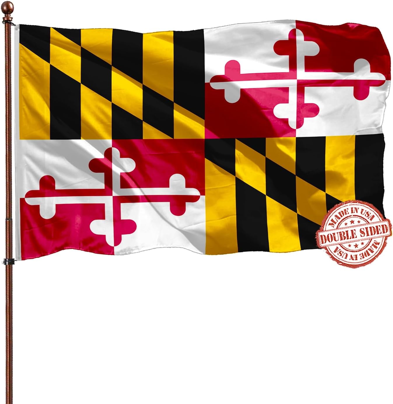 Big Maryland State Flag 3x5 Outdoor Double Sided- 3Ply 240D 4 Rows ...
