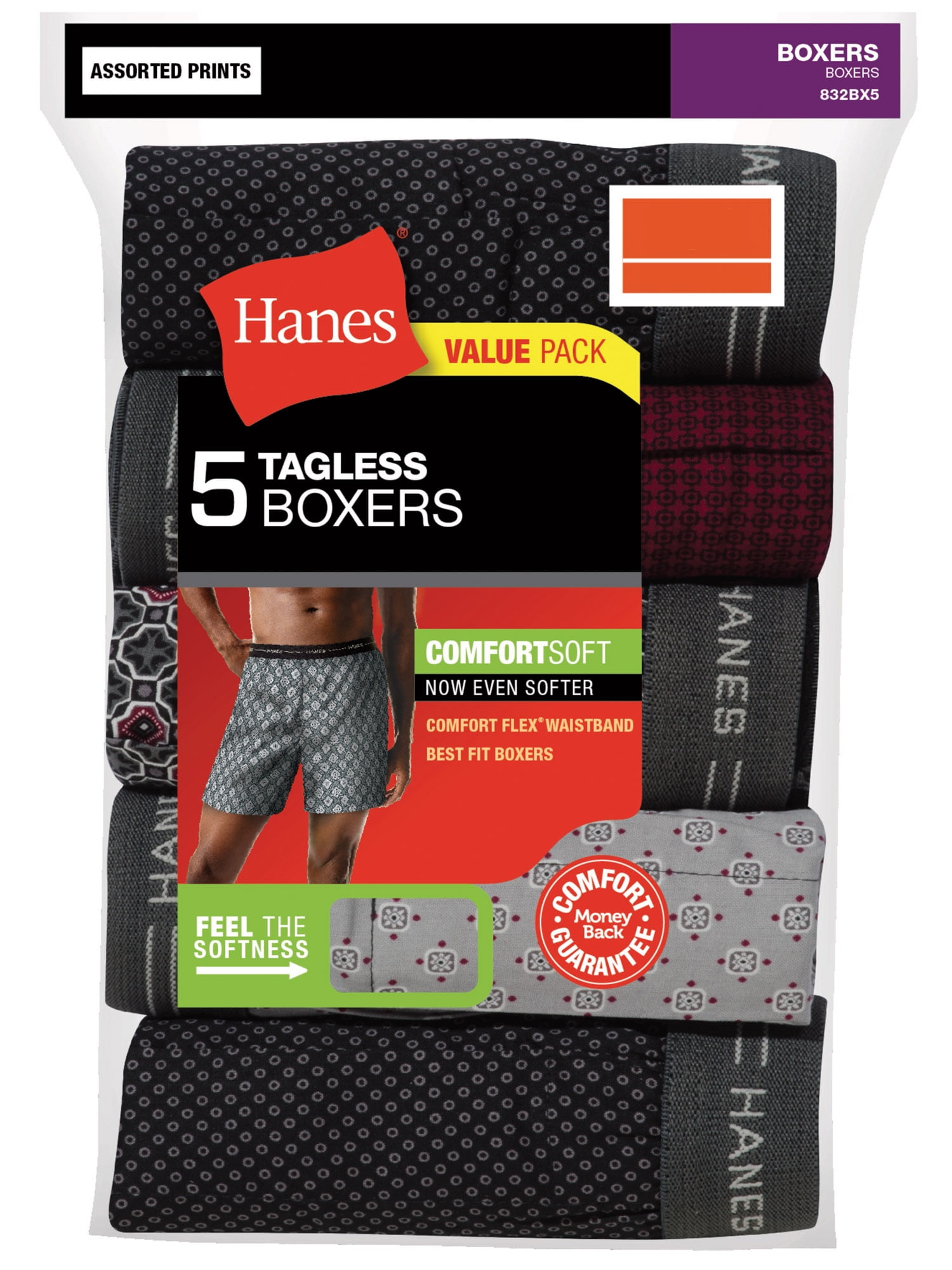 Big Men's Comfort Flex Exposed Waistband Print Boxer 5-Pack - Walmart.com