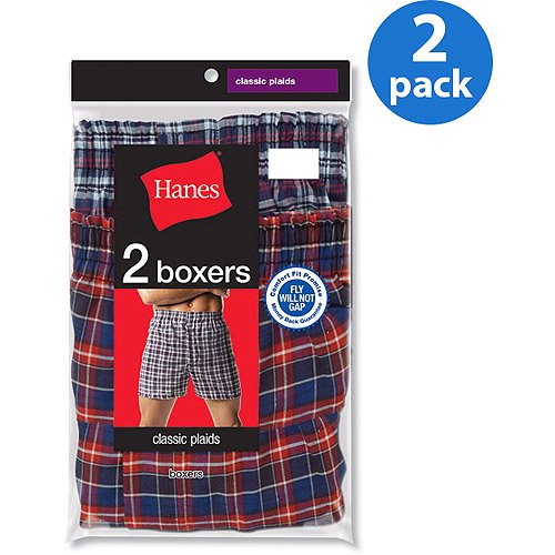 Big Men's Exposed Waist Band Woven Tartan Boxer 2 Pack, Size 2XL ...