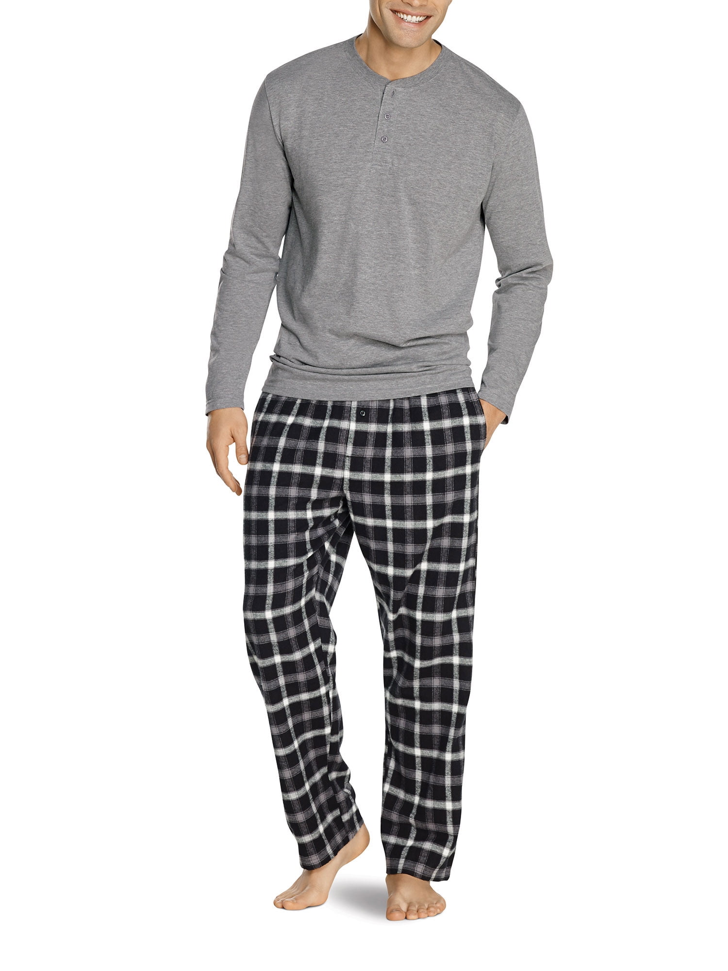 Big Mens Jersey Crew Flannel Sleep Set