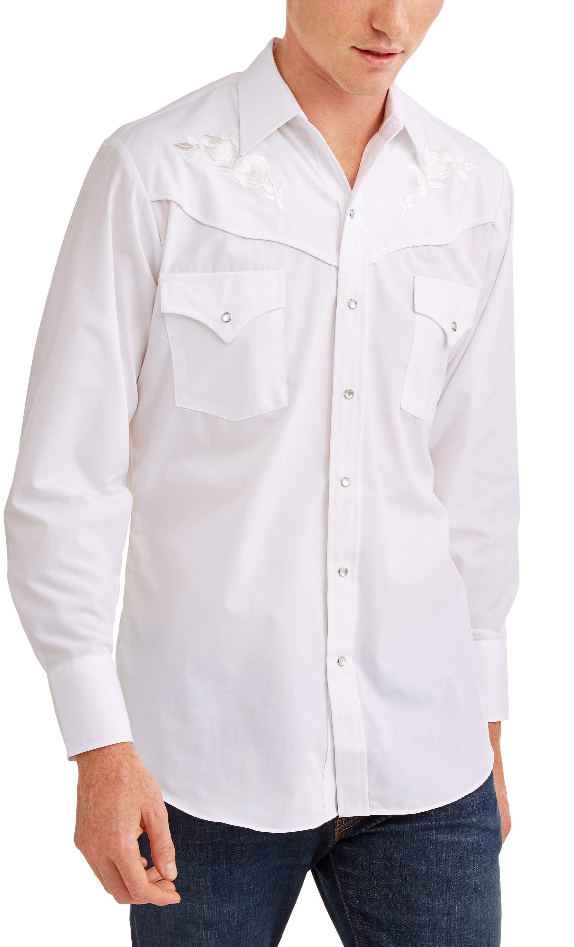 Big Men's Long Sleeve Rose Embroidery - Walmart.com