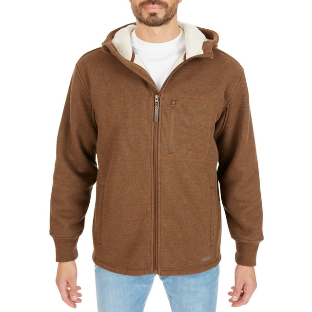 Big Men's Sherpa-Lined Heathered Thermal Hooded Full-Zip Shirt Jacket ...