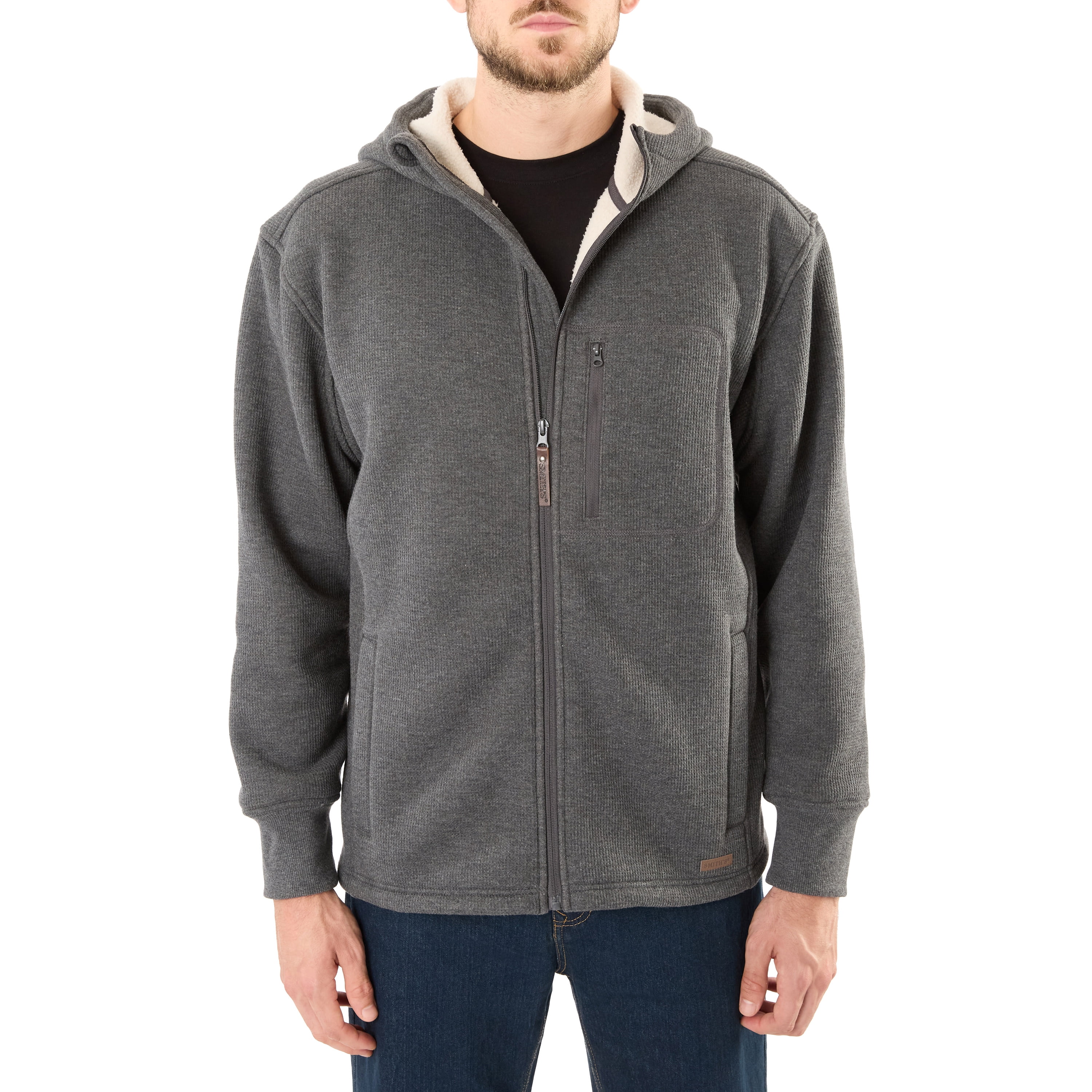 Big Men's Sherpa-Lined Heathered Thermal Hooded Full-Zip Shirt Jacket ...