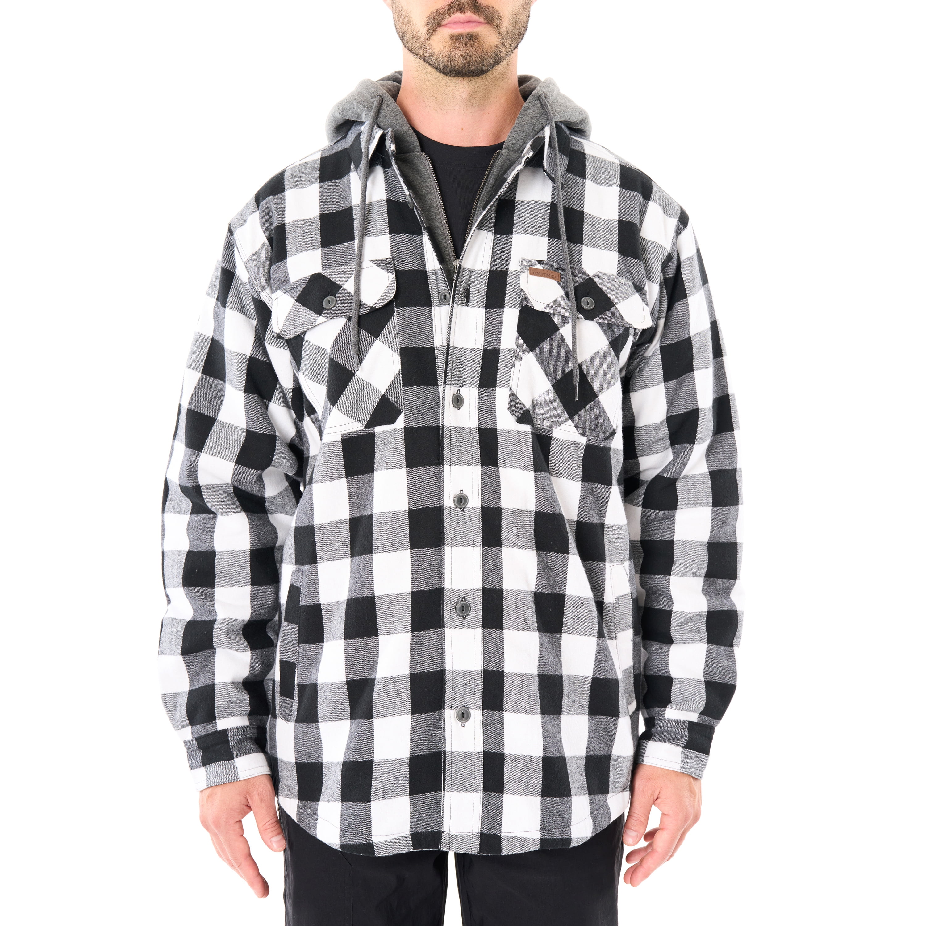 Big Men's Sherpa-Lined Hooded Flannel Shirt Jacket - Walmart.com