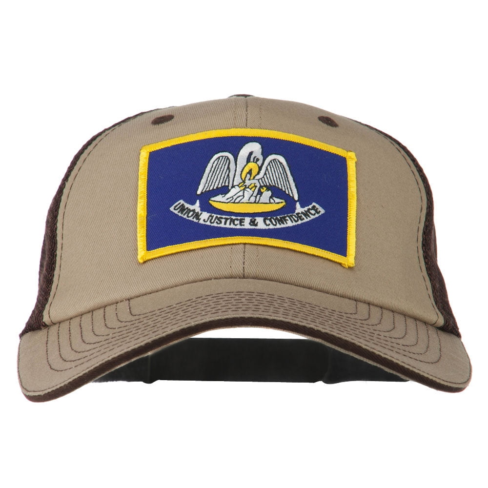 Big Mesh State Louisiana Patch Cap - Khaki Brown XL-3XL - Walmart.com