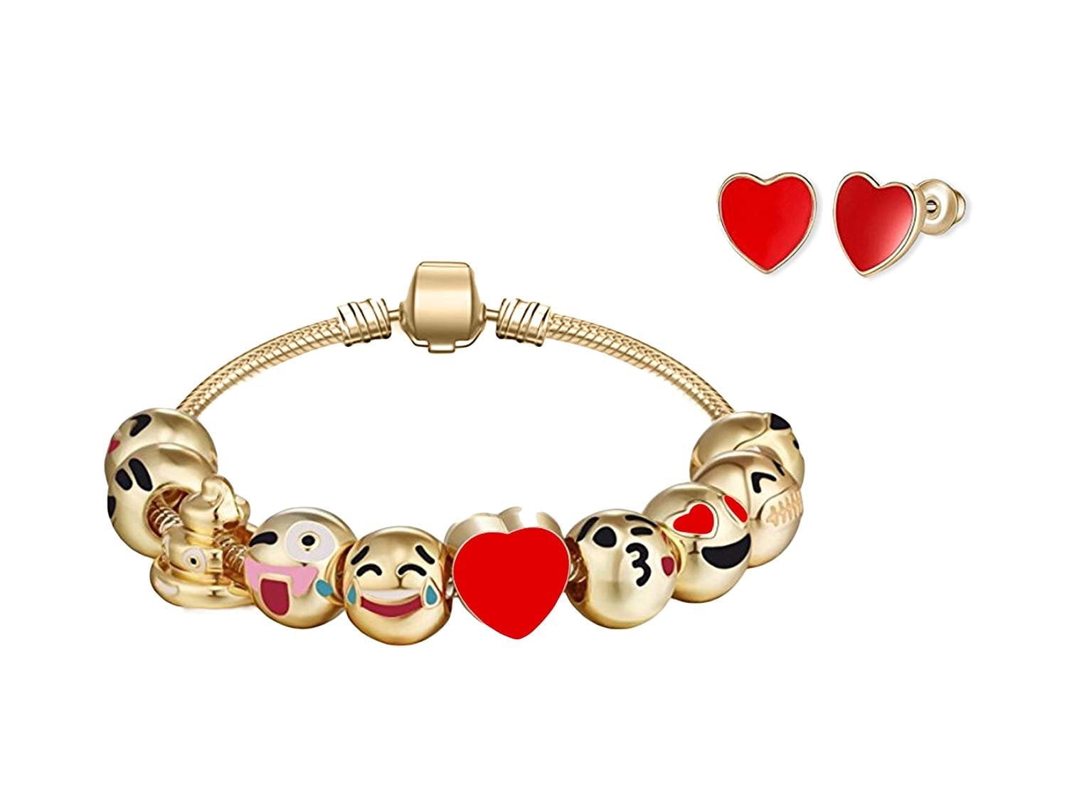 Big Mo's Toys Girls Gift - Emoticon Charm Bracelet and Earrings Jewelry ...