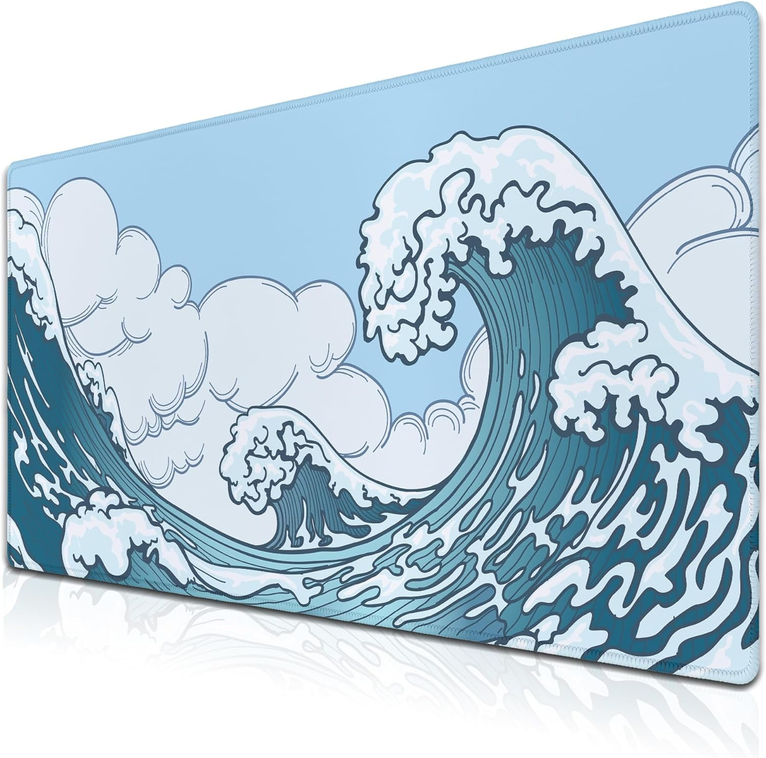 Big Mouse Pad Blue and White, Great Wave Desk Mouse Pads Office Desk ...
