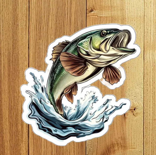 Big Mouth Bass Fishing Stickers Outdoors Nature Lovers Boating Decal ...