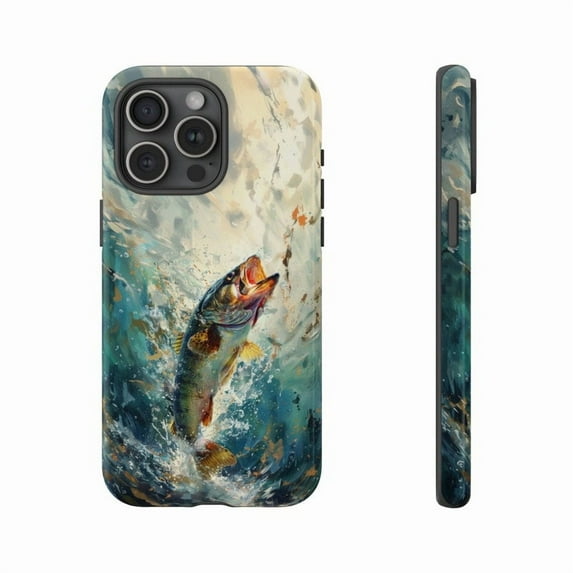 Big Mouth Bass Flowing in a River Splash Phone Case for iPhone 11,12,13 ...