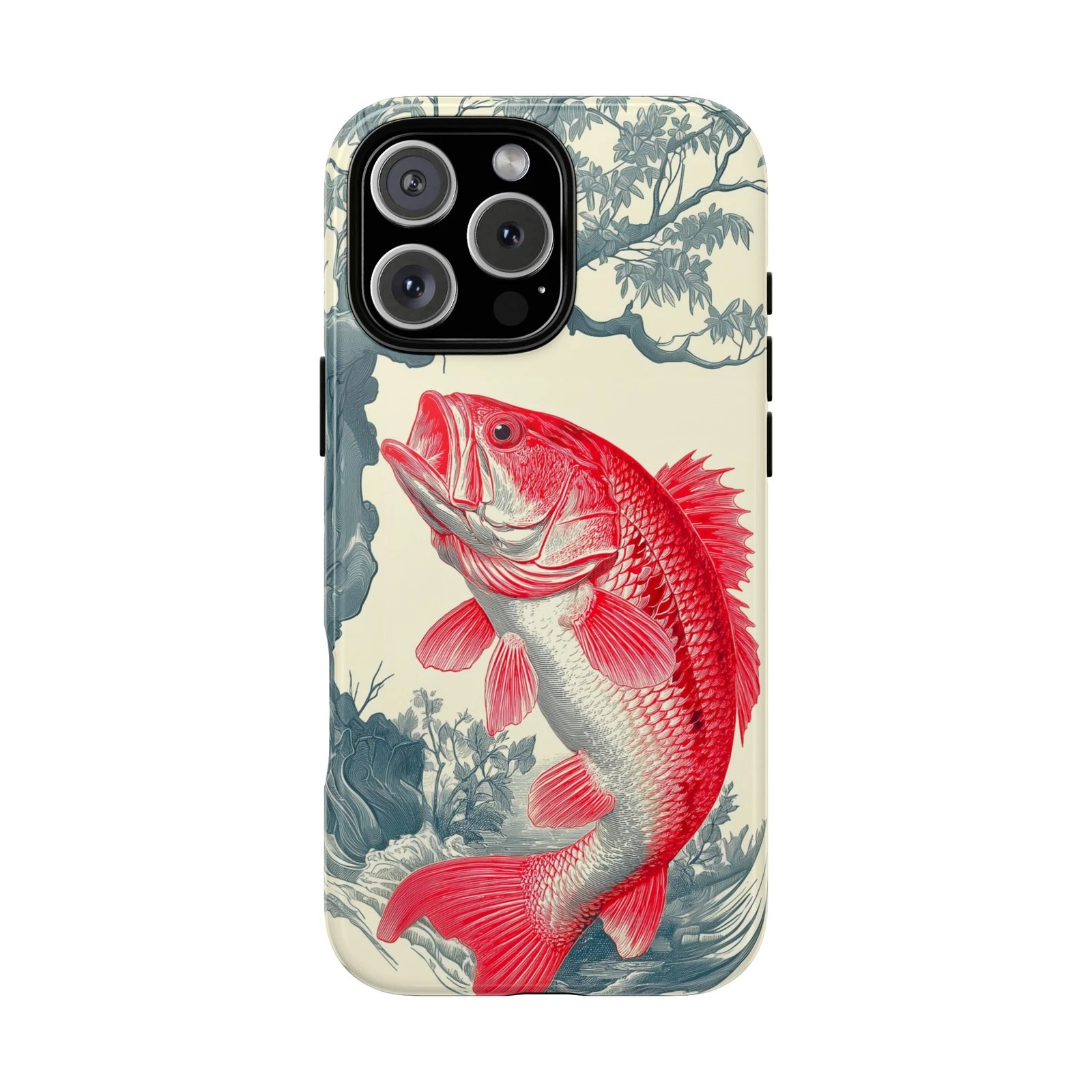 Big Mouth Bass Red Fish Art Phone Case for iPhone Case 17 11 12 13 14 ...