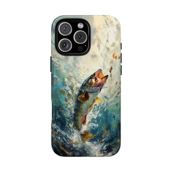 Big Mouth Bass River Scene Phone Case for iPhone 11 to 17 Series ...
