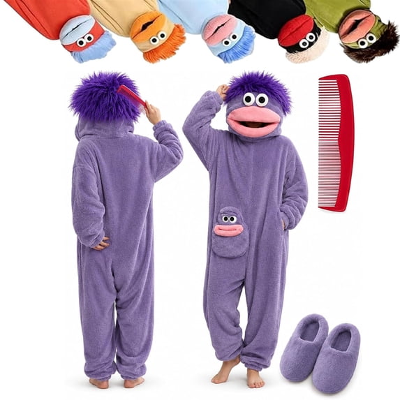 Big Mouth Monster Onesie Pajamas with Large Comb, Adult Funny Snuggle ...