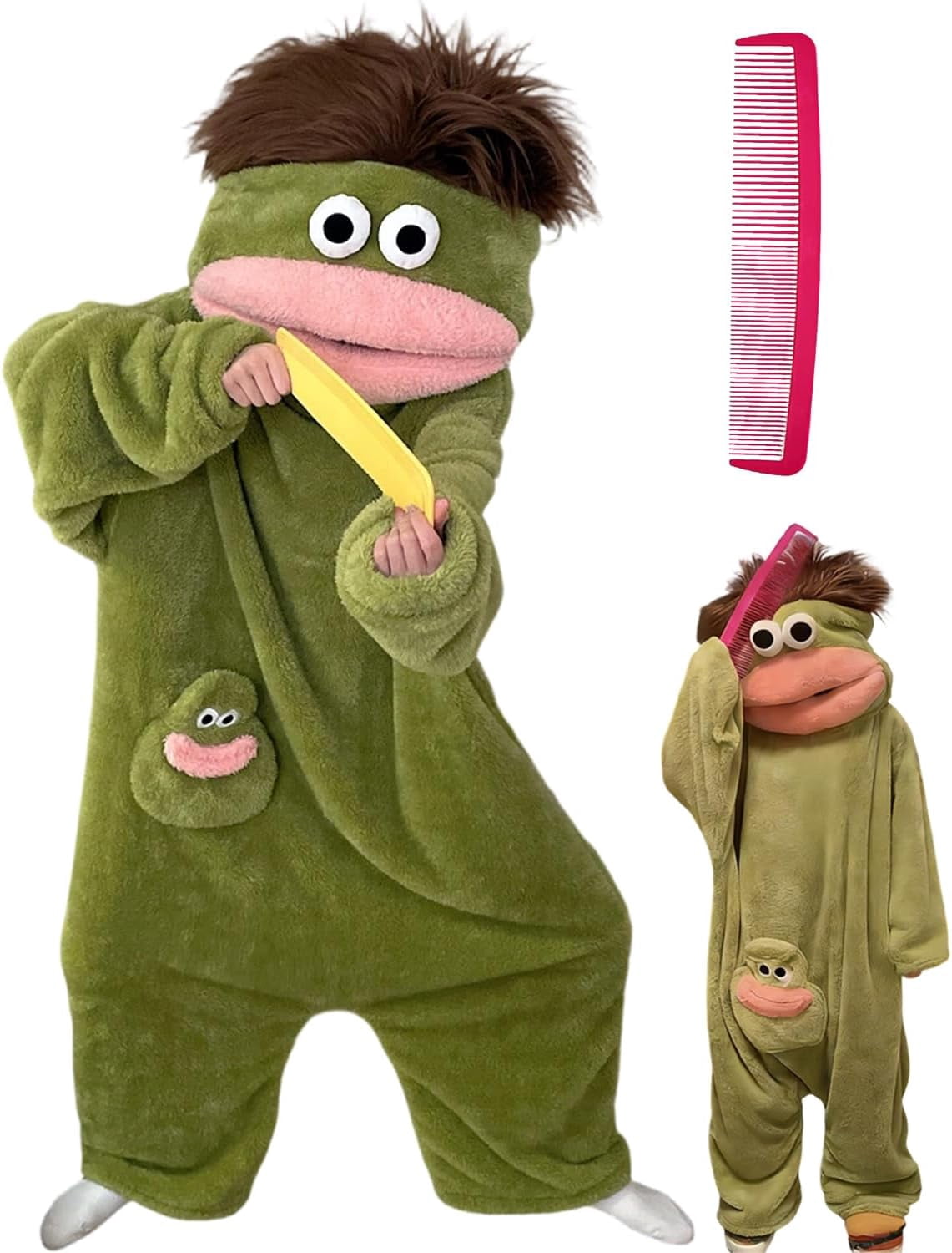 Big Mouth Onesie, Silly Onesies Green Plush Monster Onesies Pajamas ...