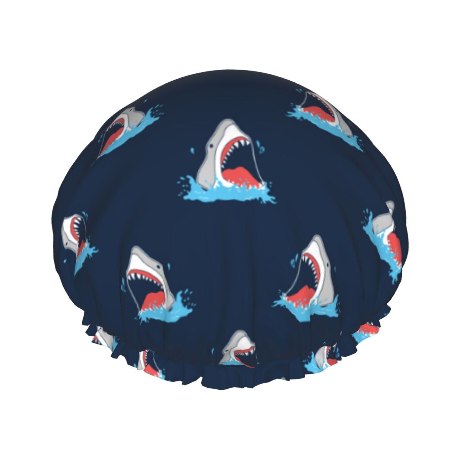 Big Mouth Shark Shower Cap, Reusable Bath Hair Hat for all Hair Lengths ...