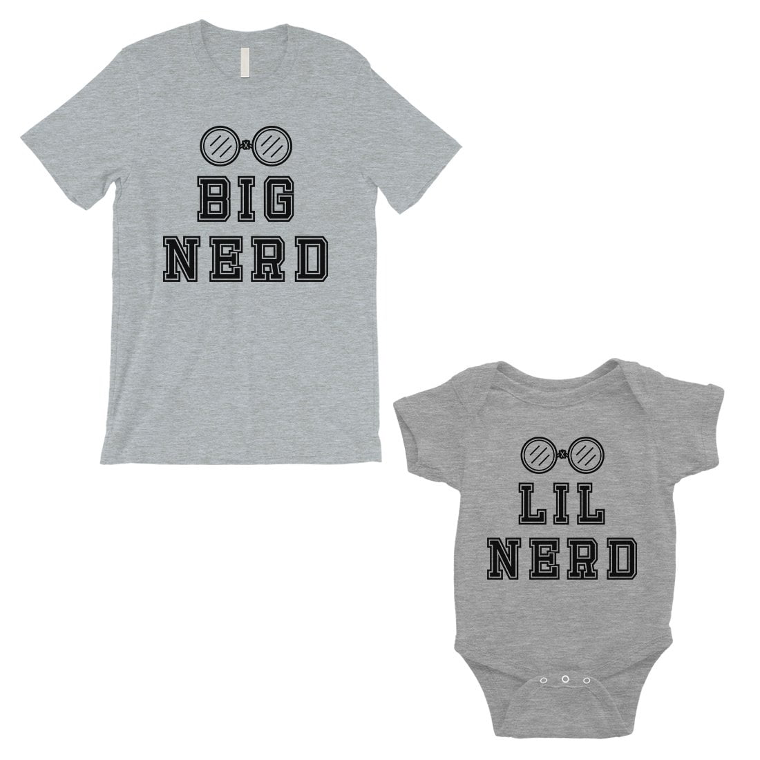 Big Nerd Lil Nerd Dad and Baby Matching Outfits Grey - Walmart.com