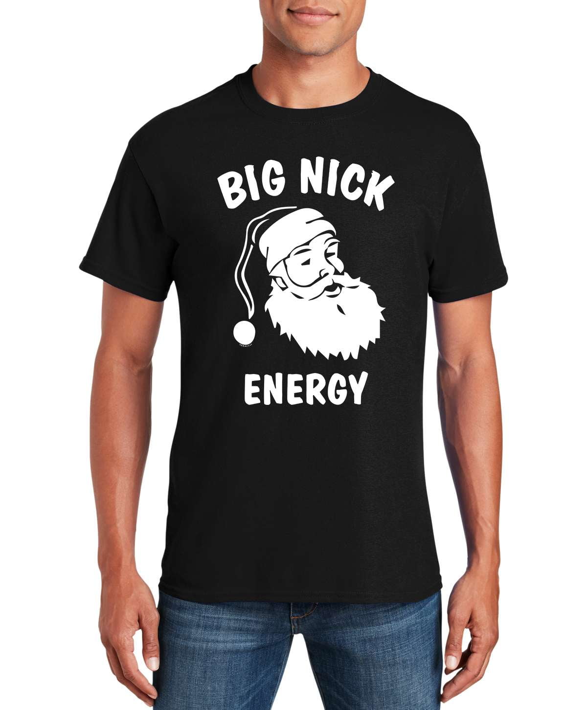 Big Nick Energy Christmas T-Shirt for Men - Funny Santa Claus Face Xmas ...
