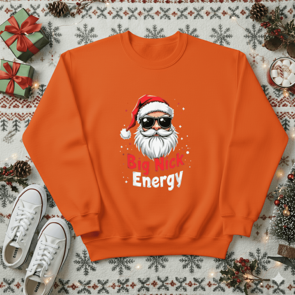 Big Nick Energy Modern Holiday Humor Funny Quote Cheer Sweatshirt, up ...