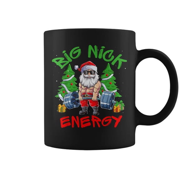 Big Nick Energy Santa Gym Fitness Weight Lifting Christmas Coffee Mugs ...