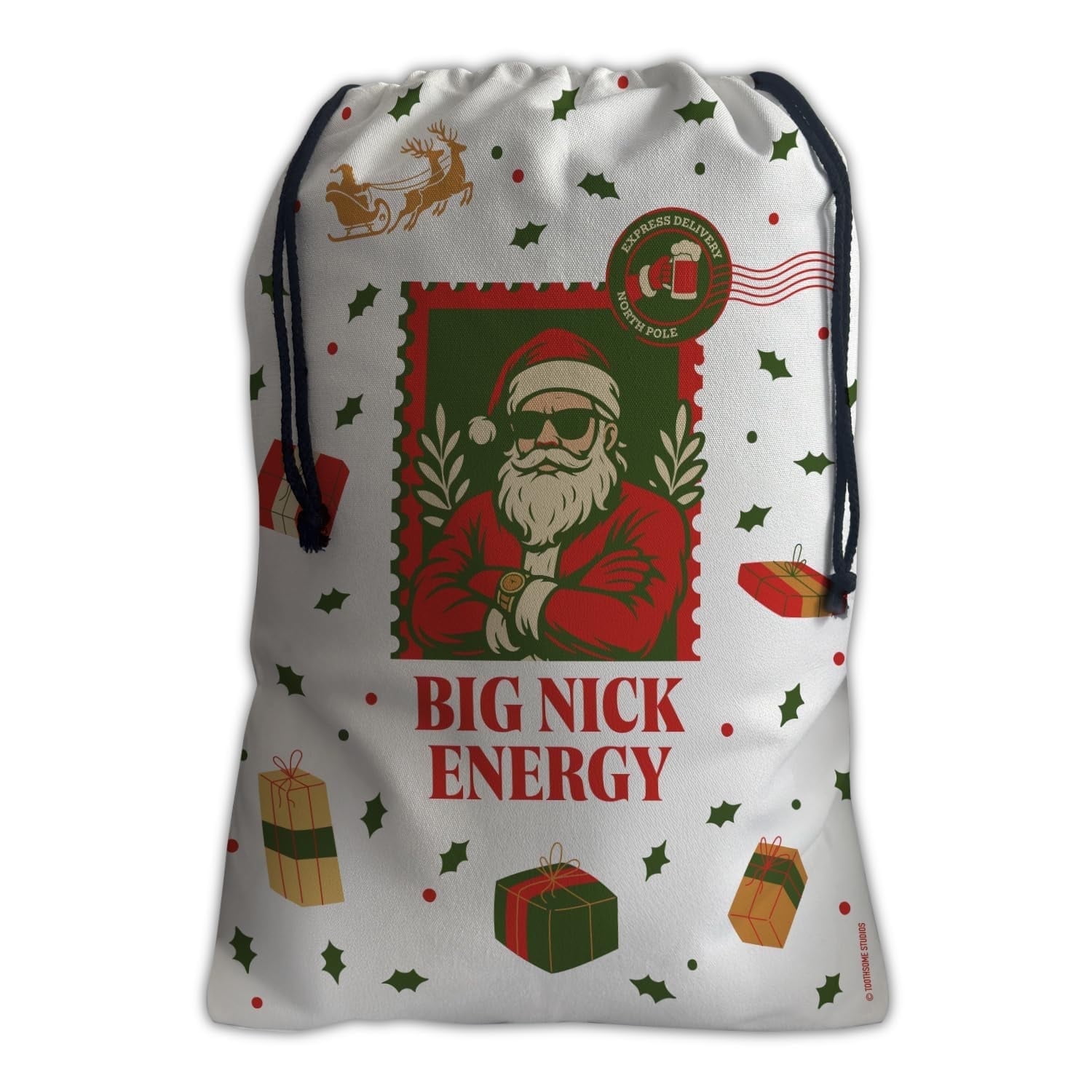Big Nick Energy Santa Sack Holiday Gift Bag with Drawstring, Burlap, 25 ...