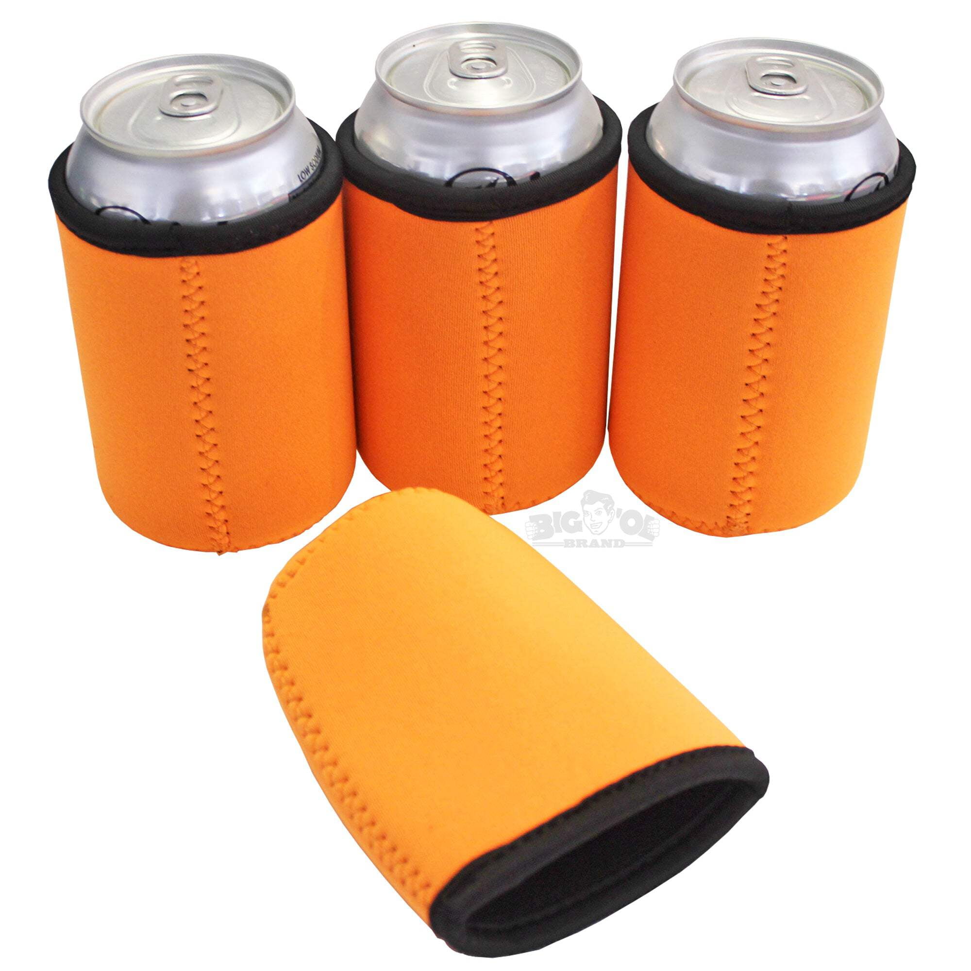 Big Ol' Thick Neoprene Can Cooler Beverage Insulator 4 Pack Neon Orange ...