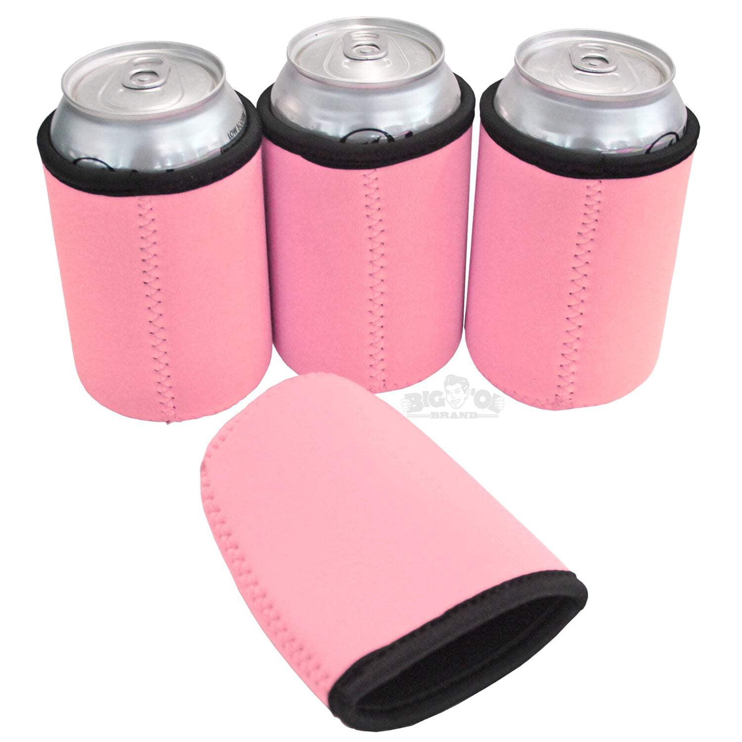 Big Ol' Thick Neoprene Can Cooler Beverage Insulator 4 Pack Neon Pink ...