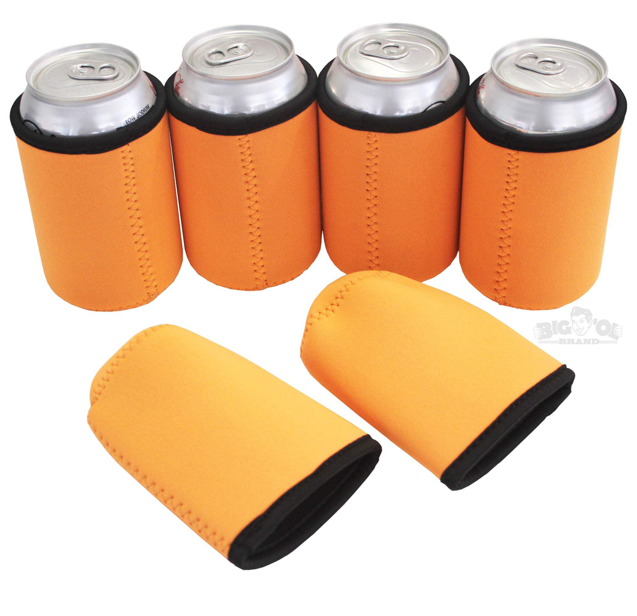 Big Ol' Thick Neoprene Can Cooler Beverage Insulator 6 Pack Neon Orange ...