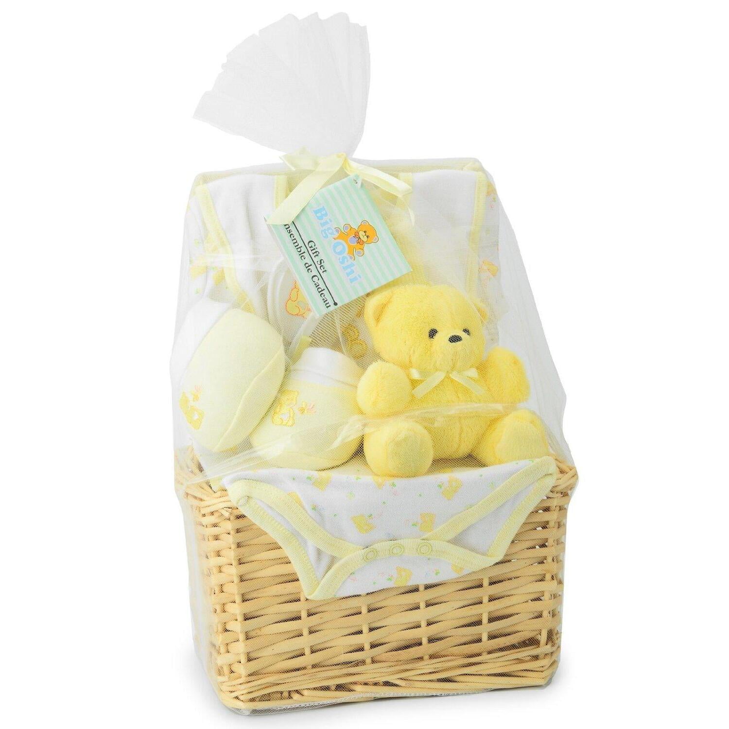 Big Oshi Baby Essentials 9 Piece Layette Basket Gift Set-Color:Yellow ...