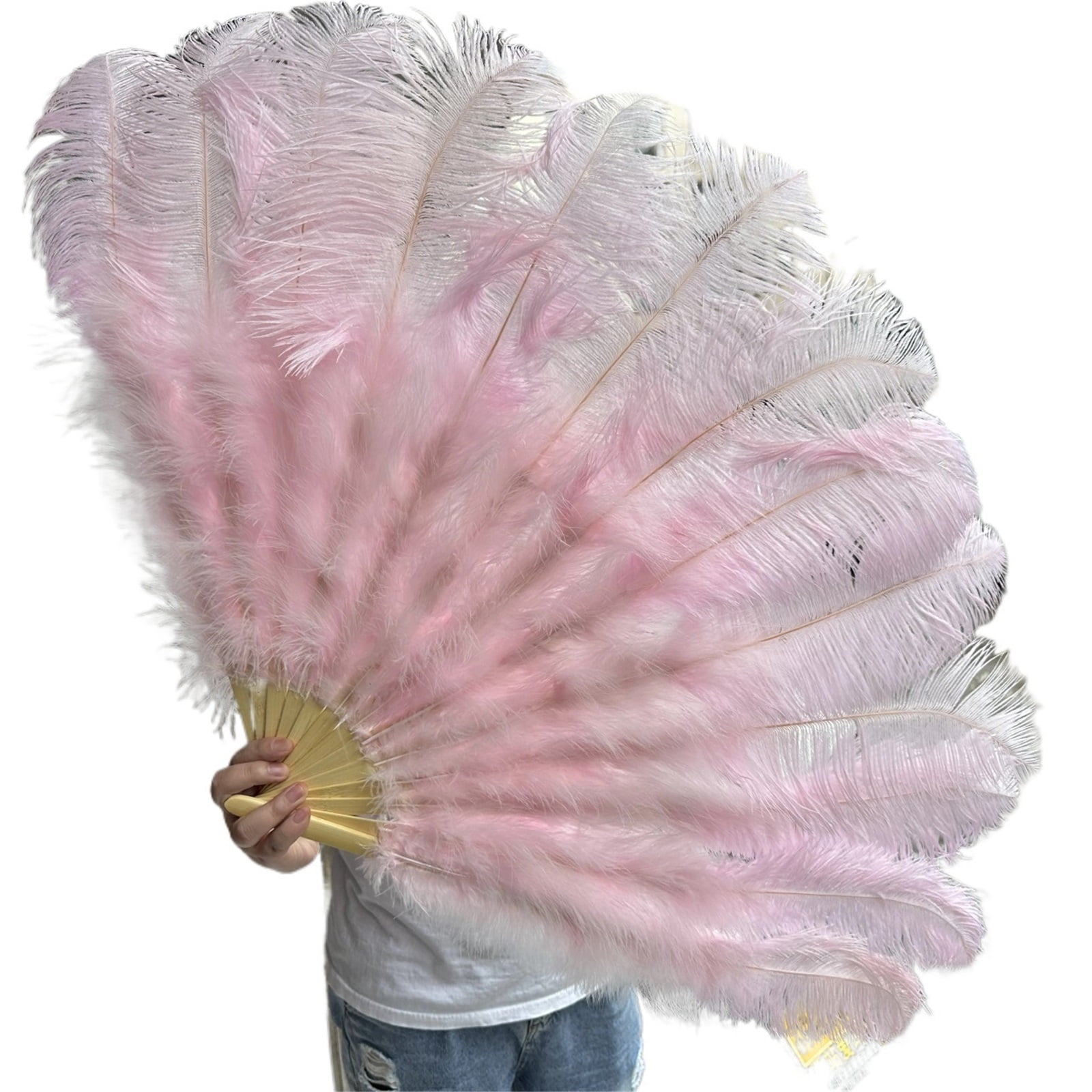 Big Ostrich Feathers Fan 13Bone 100CM 130CM Hands Held Folding Fan For ...