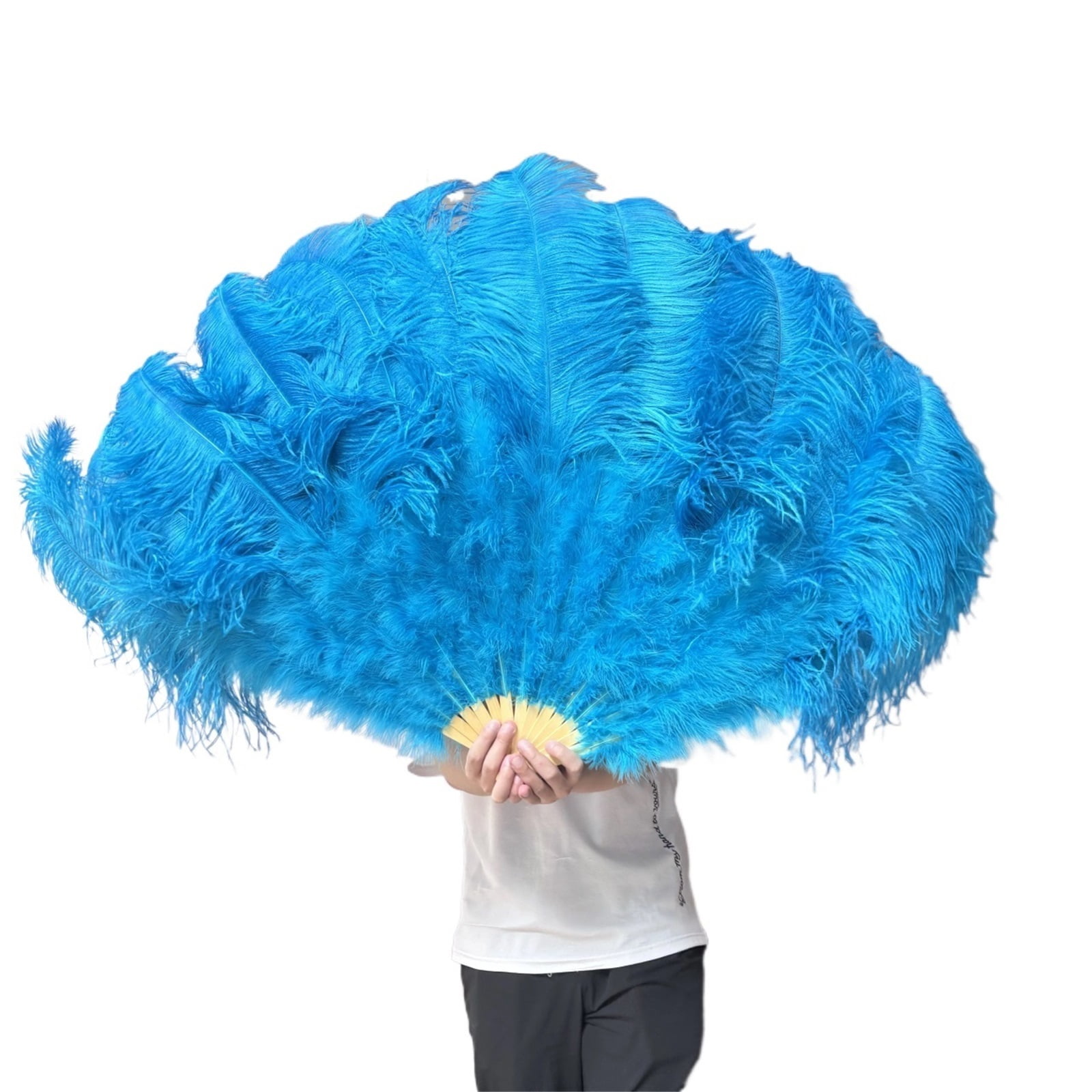 Big Ostrich Feathers Fan 13Bone 100CM 130CM Hands Held Folding Fan For ...