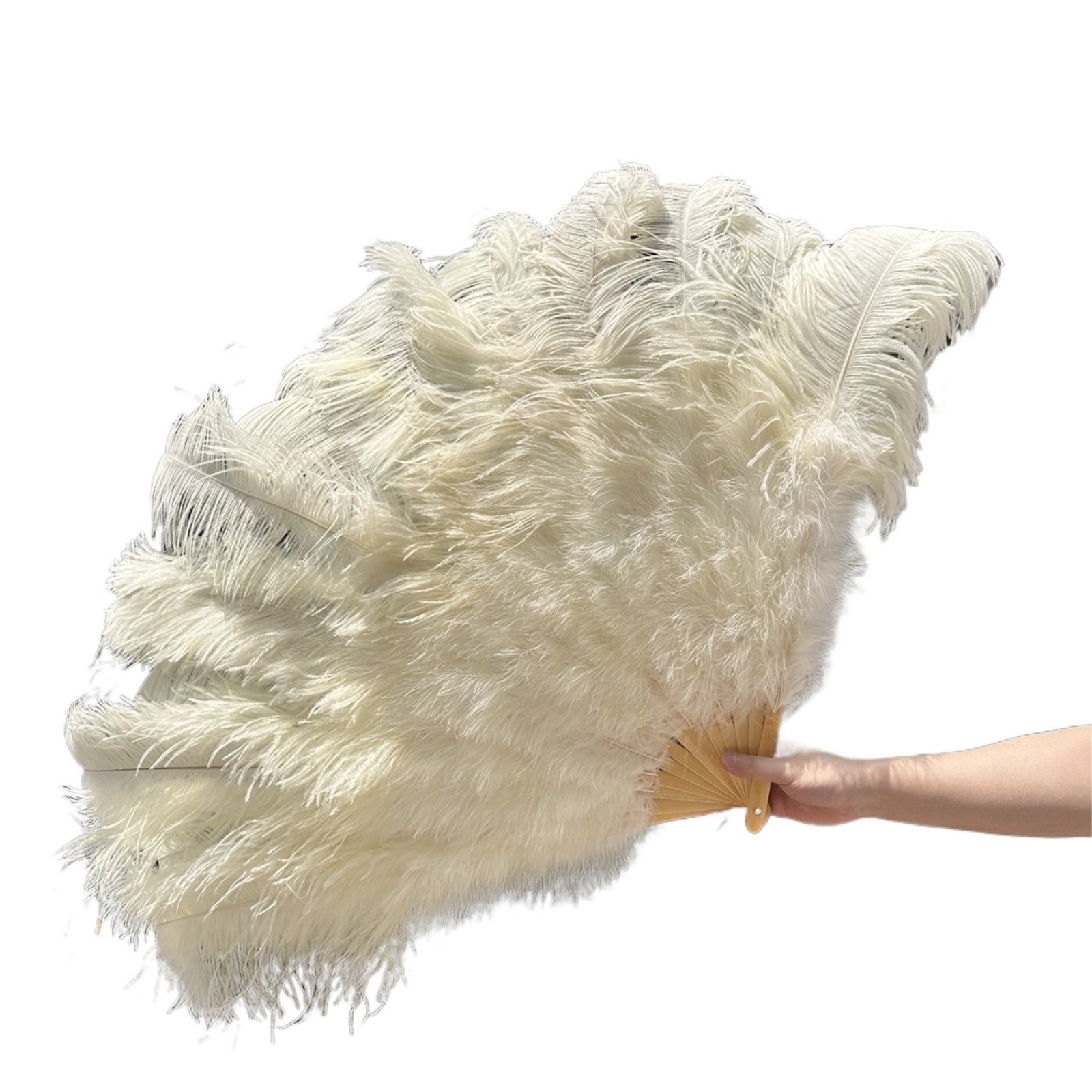 Big Ostrich Feathers Fan 13Bone 100CM 130CM Hands Held Folding Fan For ...