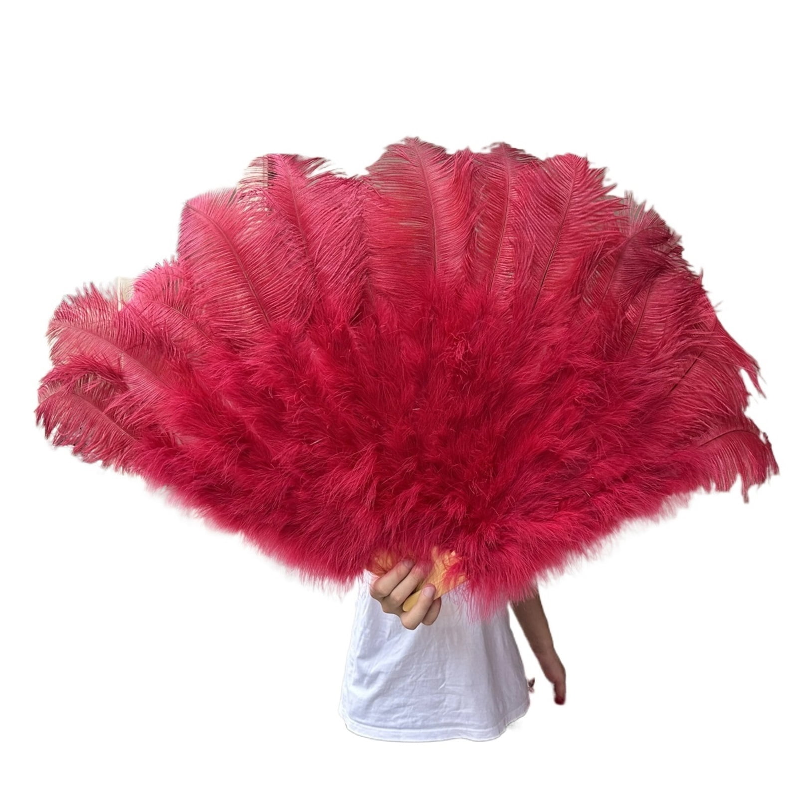 Big Ostrich Feathers Fan 13Bone 100CM 130CM Hands Held Folding Fan For ...