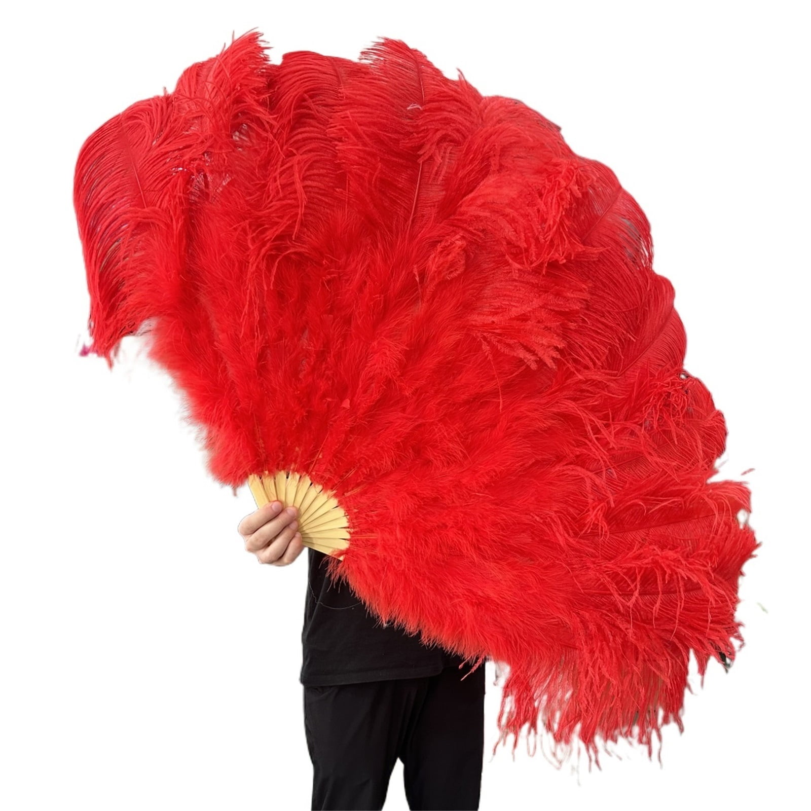 Big Ostrich Feathers Fan 13Bone 100CM 130CM Hands Held Folding Fan For ...