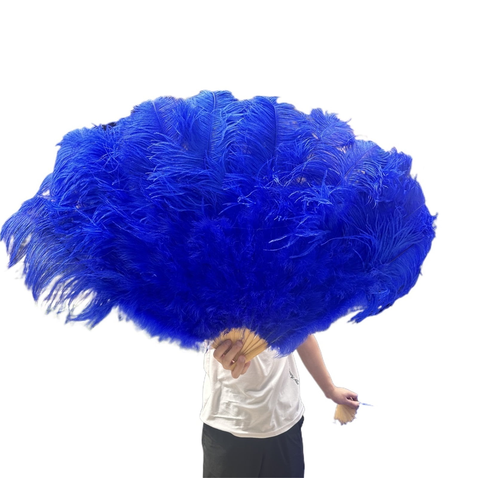 Big Ostrich Feathers Fan 13Bone 100CM 130CM Hands Held Folding Fan For ...