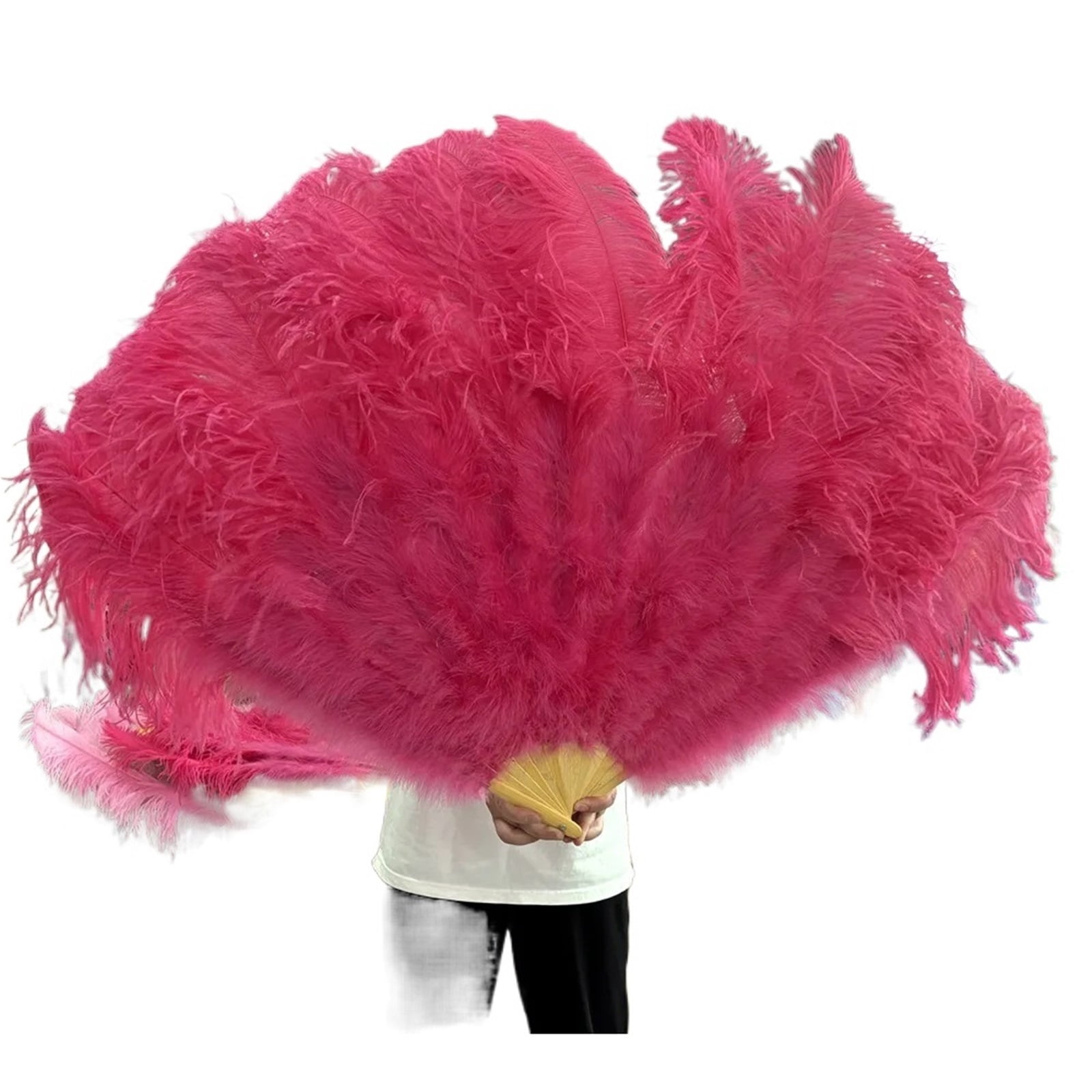 Big Ostrich Feathers Fan 13Bone 100CM 130CM Hands Held Folding Fan For ...