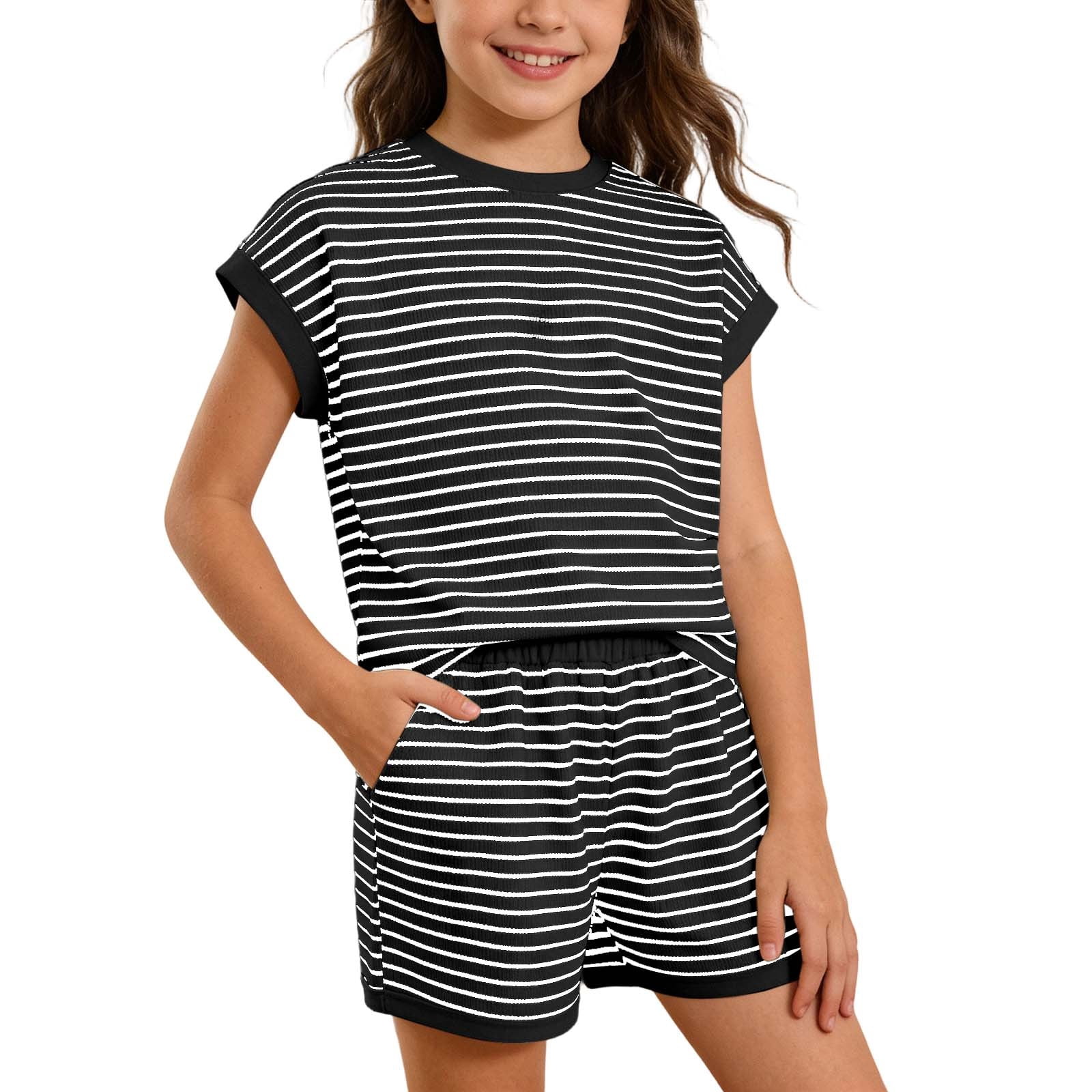 Big Outfits For Girls Casual Two Piece Loose Side Opening Shirt And ...
