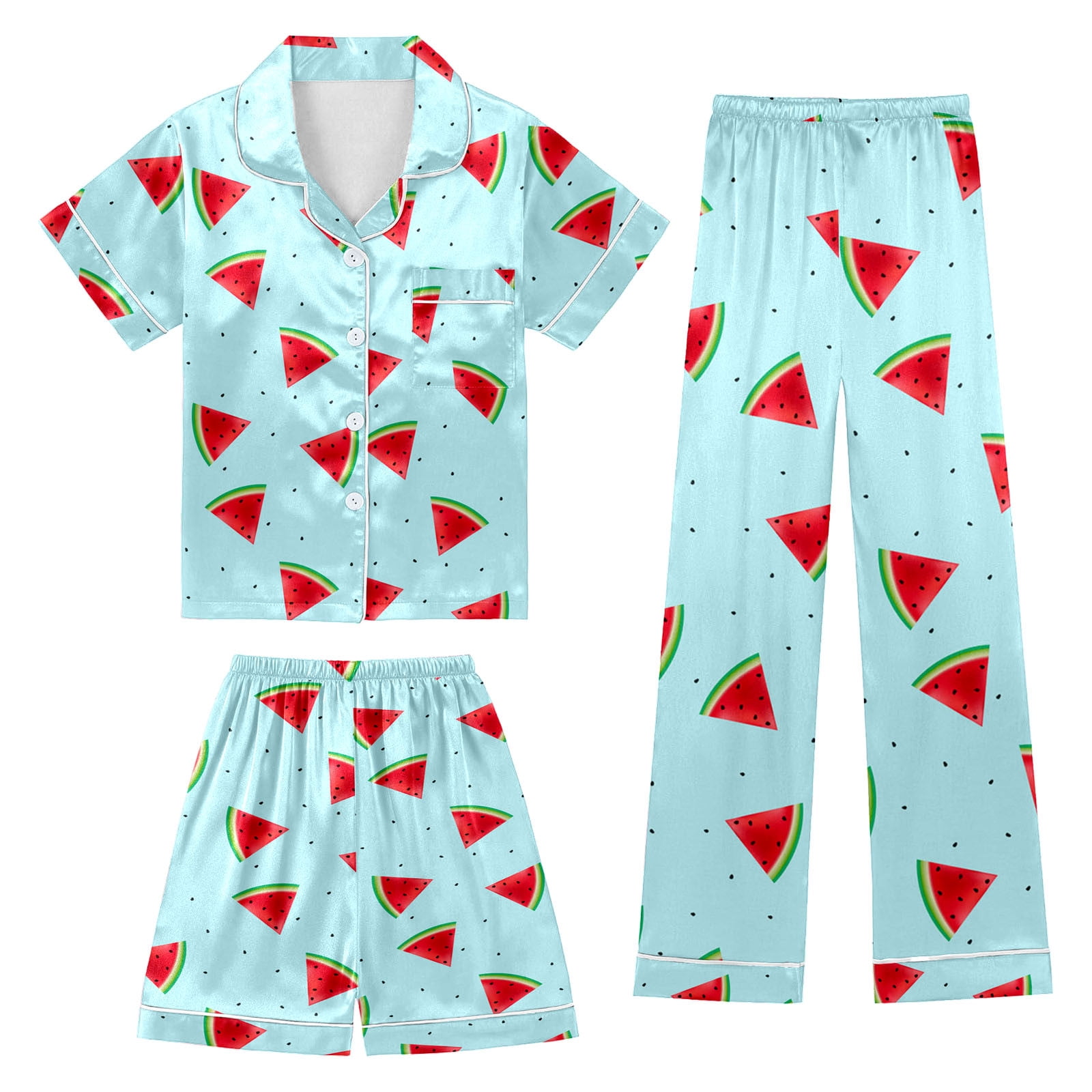 Big Outfits for Girls Sets Silk Like Printed Pajama Soft Satin ...