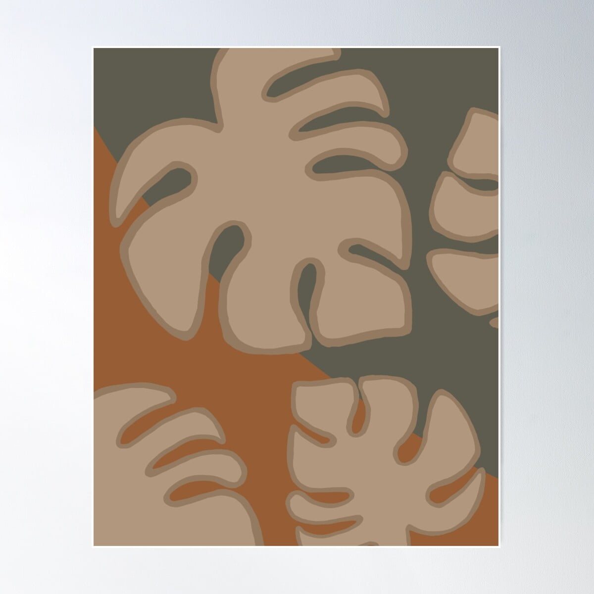 Big Palms With Neutral Colors Browns And Greens Sage Poster Wall Art ...