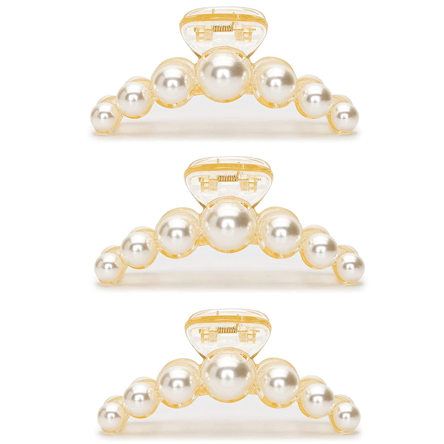 Large 4.33 inch Pearl Hair Claw Clip, Strong Hold for Thick Curly Hair ...