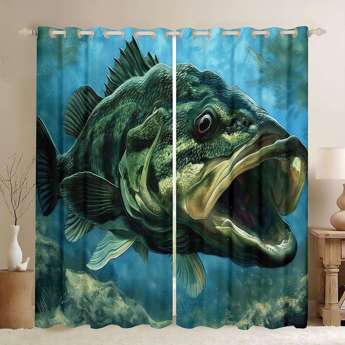 Big Pike Fish Blackout Curtains Hunting and Fishing Curtains & Drapes ...