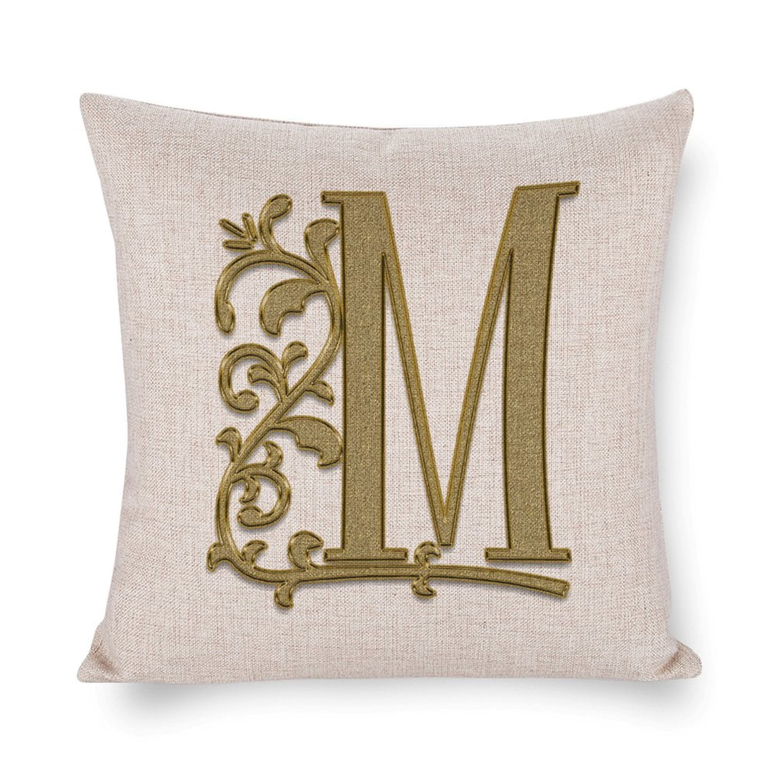 Big Pillows for Bed Beautiful Gold Floral Monogram Initial M Custom ...