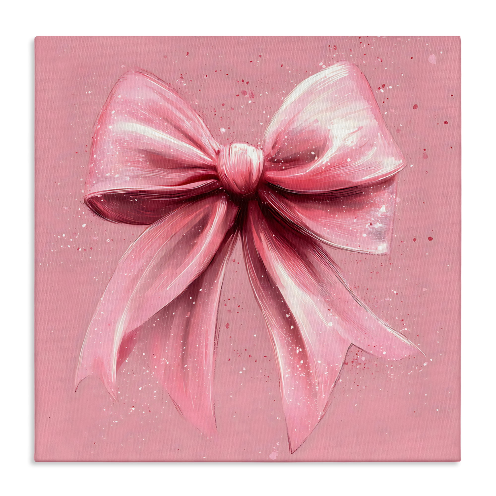 Stupell Industries Big Pink Bow with Speckles Canvas Wall Art, design ...