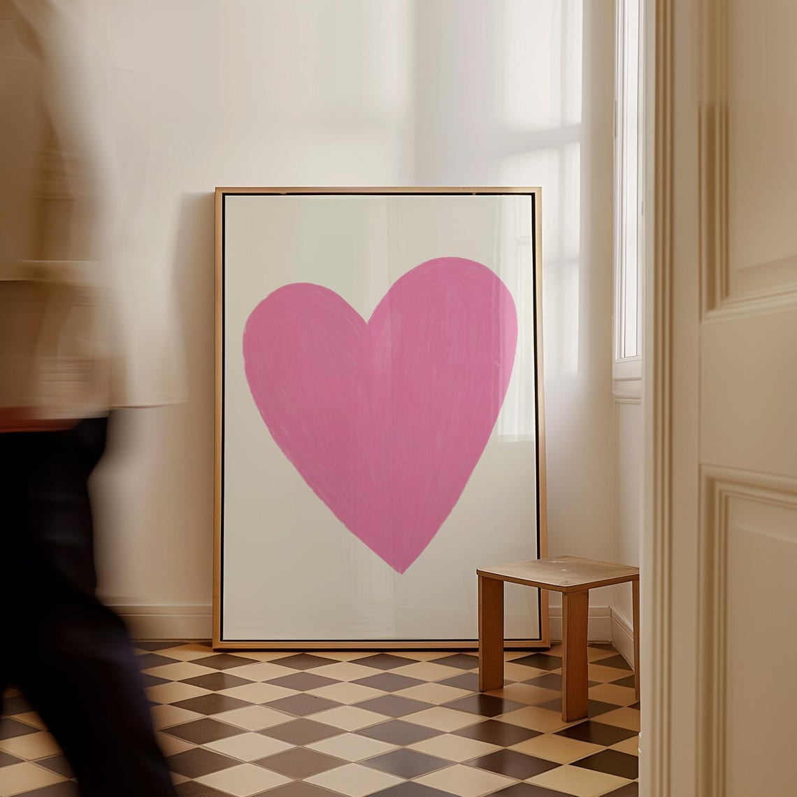 Big Pink HeArt Print Valentines Day Decor Wall Art Modern Wall Decor ...