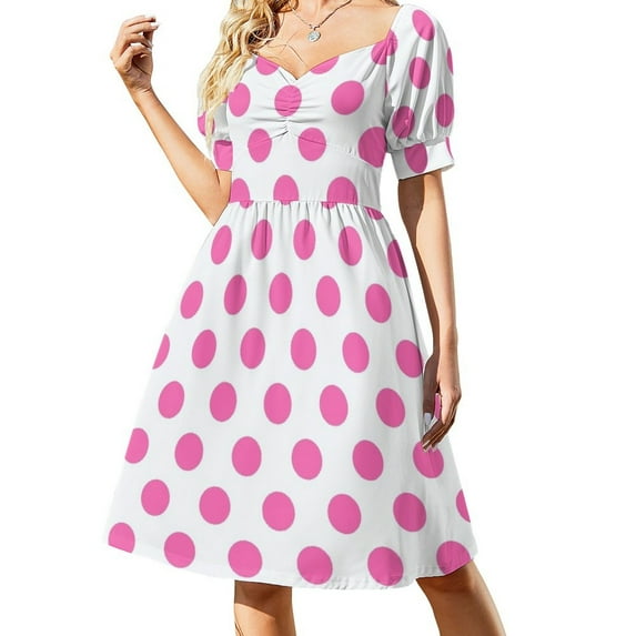 Big Pink Polka Dots Sleeveless Dress evening dress evening dress woman ...