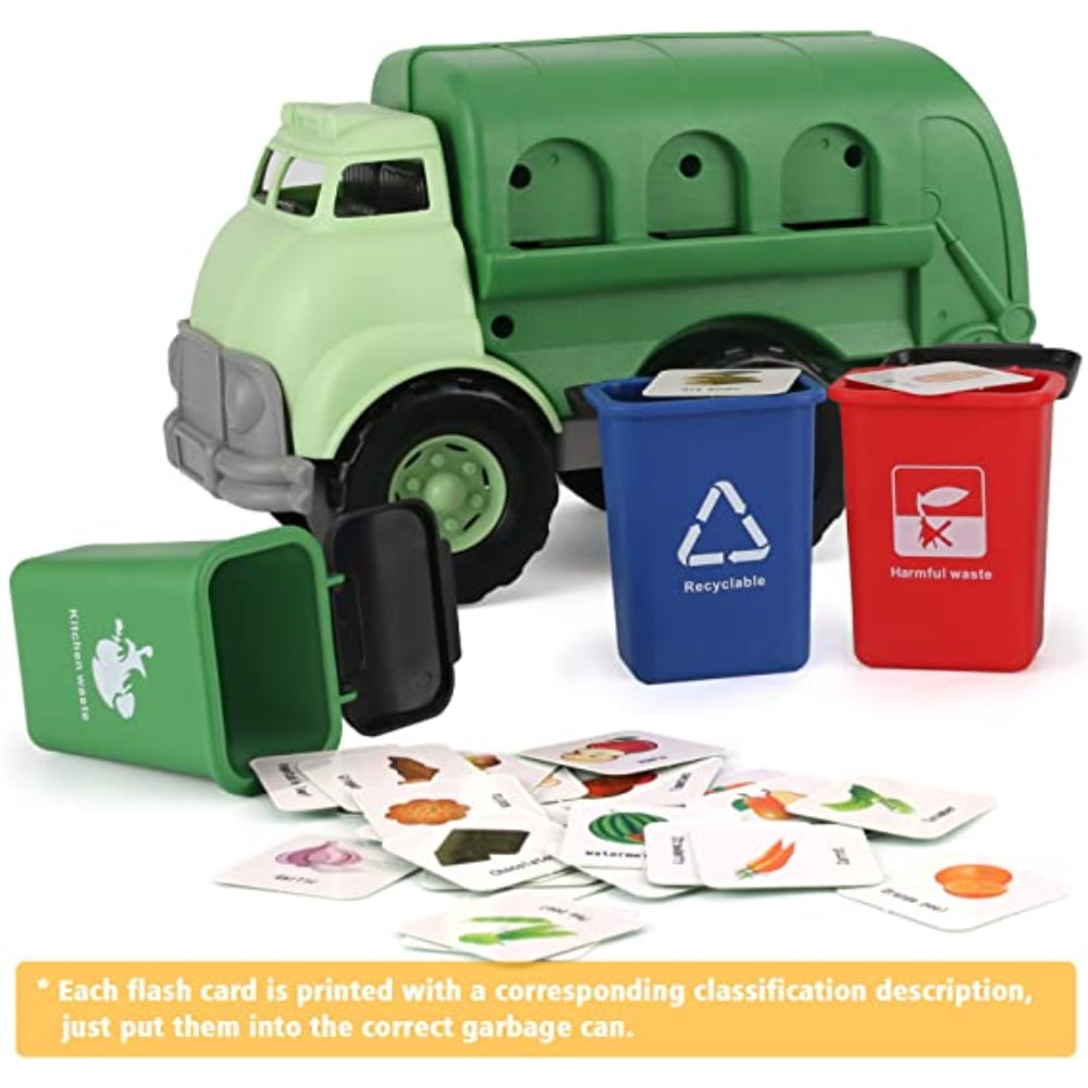 Big Plastic Garbage Truck Toy, Waste Management Recycling Vehicle with ...