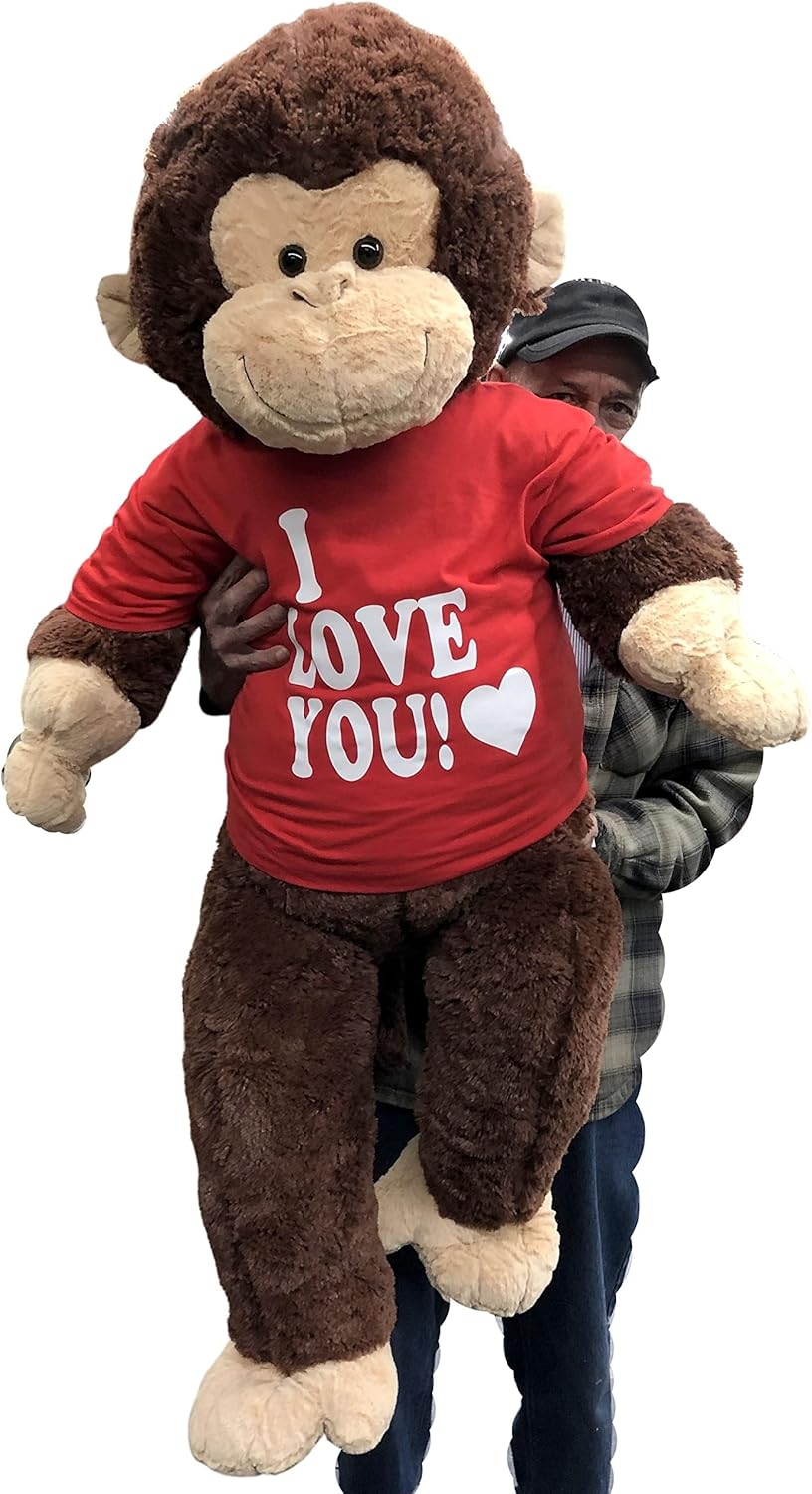 Big Plush Giant Stuffed Monkey with I Love You Shirt - Large 4-Foot ...