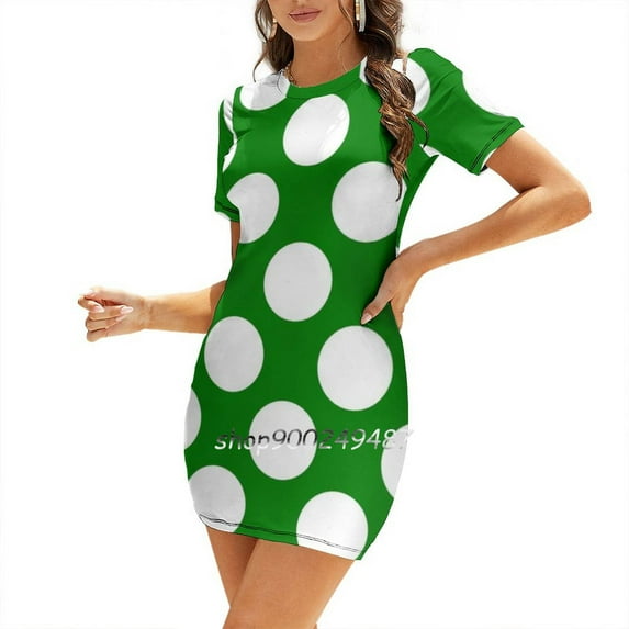 Big Polka Dots Green White Modern Trendy Pattern Sweet Elegant Dress ...